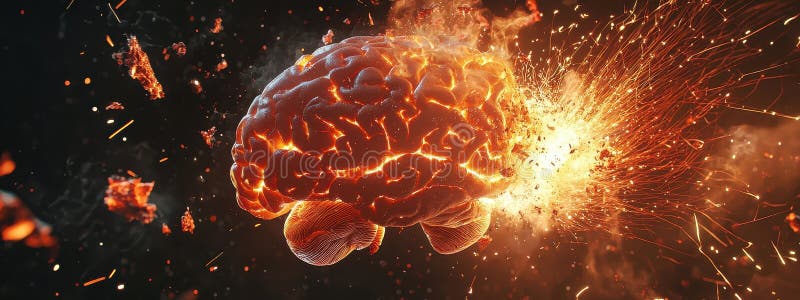 Creativity Concept with a Brain Exploding in Colors. Mind Blown Concept ...