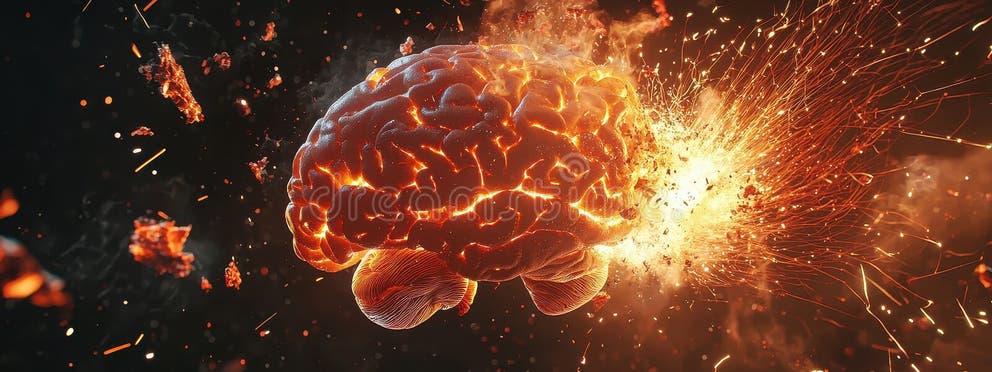 Creativity Concept with a Brain Exploding in Colors. Mind Blown Concept ...