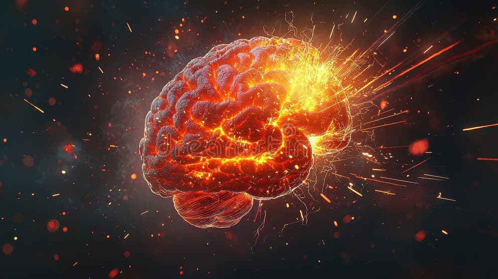 Creativity Concept with a Brain Exploding in Colors. Mind Blown Concept ...