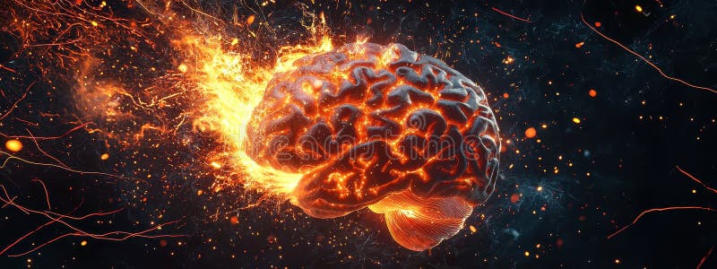 Creativity Concept with a Brain Exploding in Colors. Mind Blown Concept ...