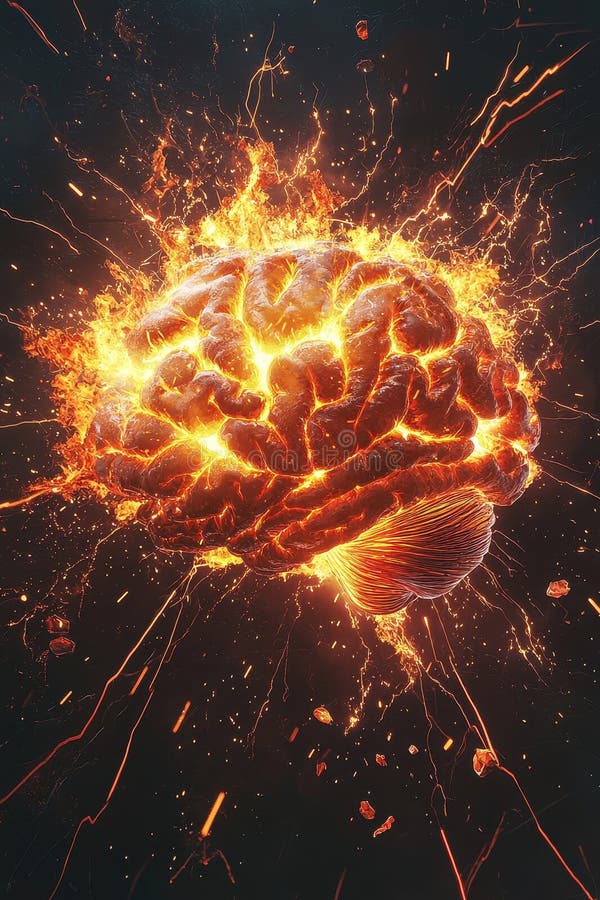 Creativity Concept with a Brain Exploding in Colors. Mind Blown Concept ...