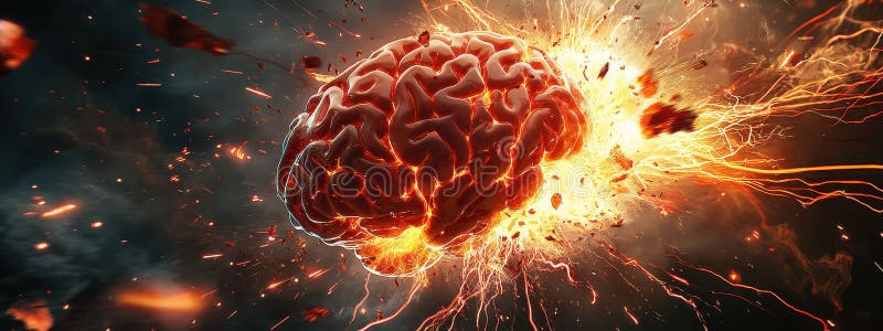 Creativity Concept with a Brain Exploding in Colors. Mind Blown Concept ...