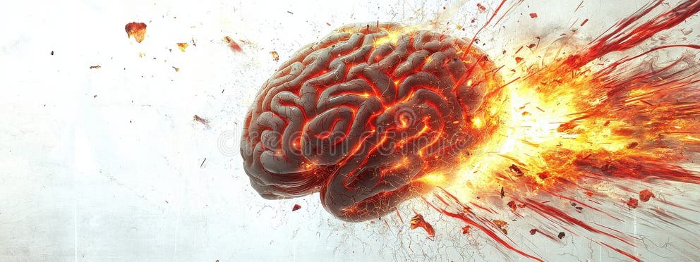 Creativity Concept with a Brain Exploding in Colors. Mind Blown Concept ...