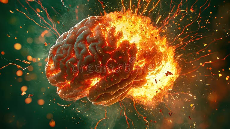 Creativity Concept with a Brain Exploding in Colors. Mind Blown Concept ...