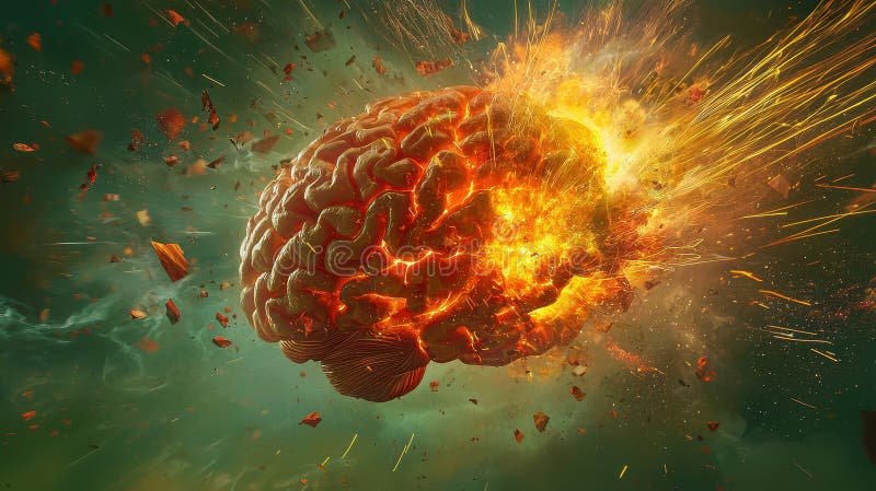 Creativity Concept with a Brain Exploding in Colors. Mind Blown Concept ...