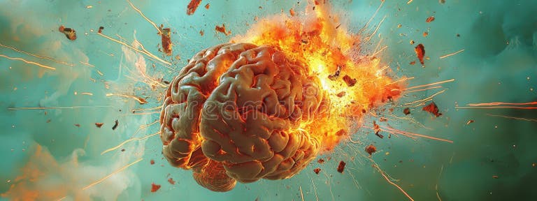 Creativity Concept with a Brain Exploding in Colors. Mind Blown Concept ...