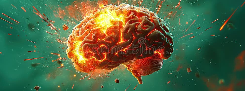 Creativity Concept with a Brain Exploding in Colors. Mind Blown Concept ...