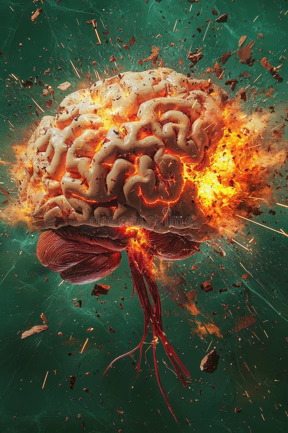 Creativity Concept with a Brain Exploding in Colors. Mind Blown Concept ...