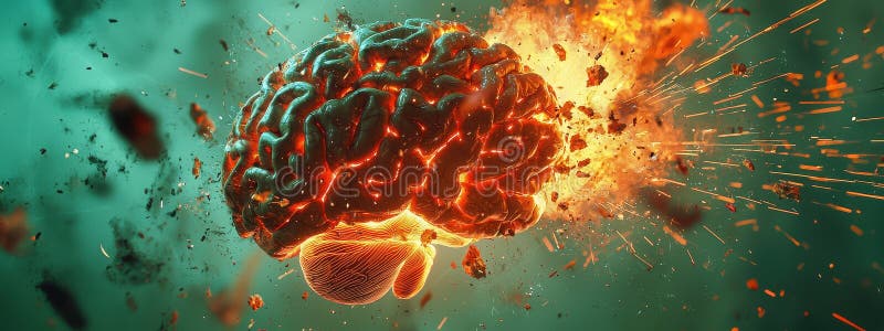 Creativity Concept with a Brain Exploding in Colors. Mind Blown Concept ...