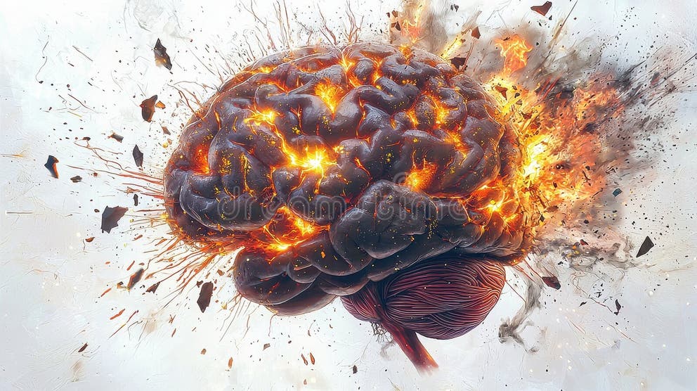 Creativity Concept with a Brain Exploding in Colors. Mind Blown Concept ...