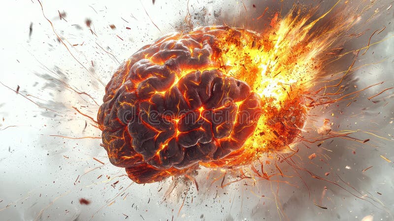 Creativity Concept with a Brain Exploding in Colors. Mind Blown Concept ...