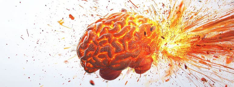 Creativity Concept with a Brain Exploding in Colors. Mind Blown Concept ...