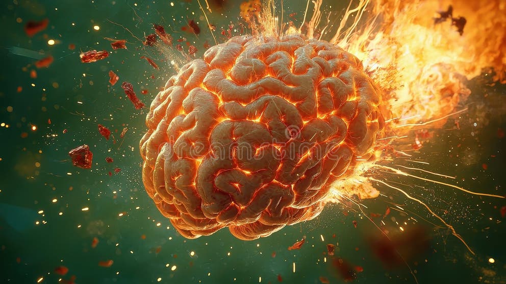 Creativity Concept with a Brain Exploding in Colors. Mind Blown Concept ...