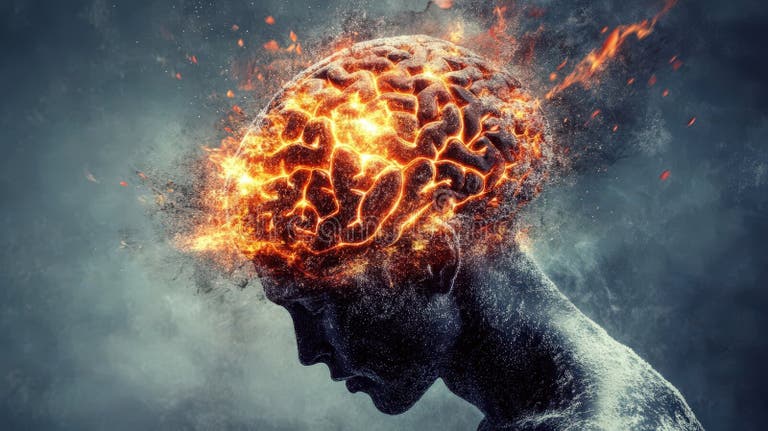 Creativity Concept with a Brain Exploding in Colors. Mind Blown Concept ...