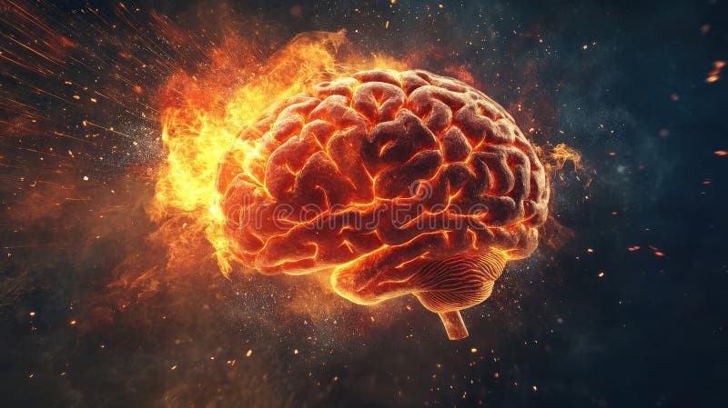 Creativity Concept with a Brain Exploding in Colors. Mind Blown Concept ...