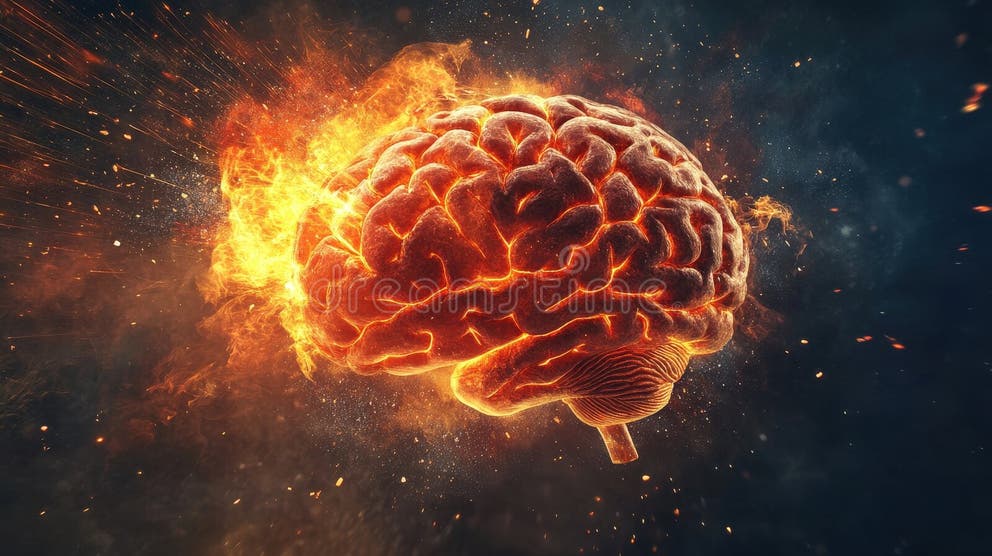 Creativity Concept with a Brain Exploding in Colors. Mind Blown Concept ...