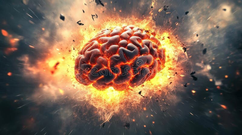 Creativity Concept with a Brain Exploding in Colors. Mind Blown Concept ...