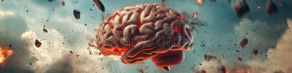 Creativity Concept with a Brain Exploding in Colors. Mind Blown Concept ...