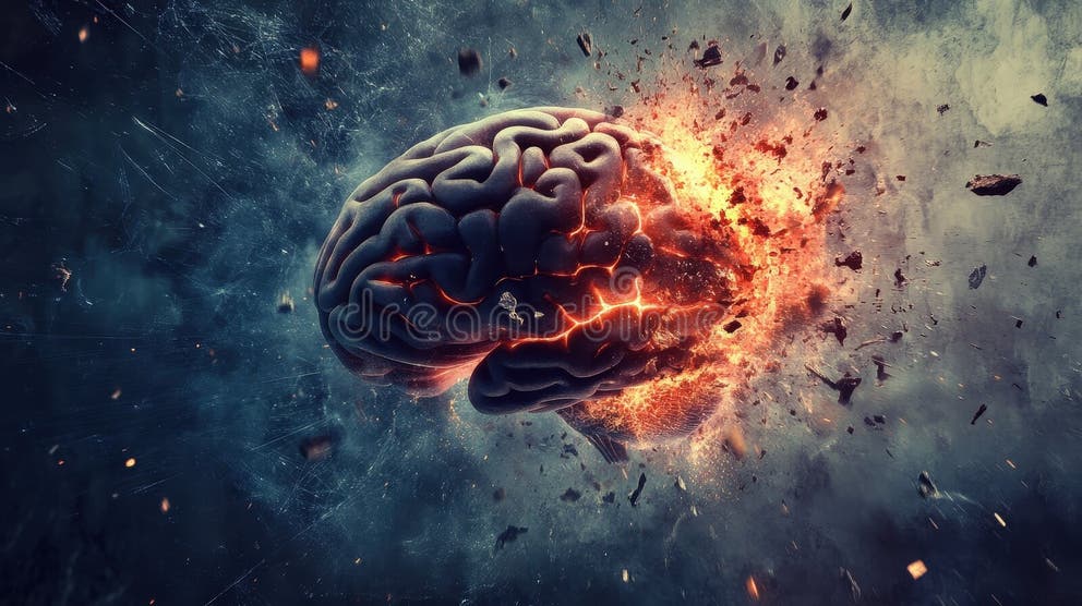 Creativity Concept with a Brain Exploding in Colors. Mind Blown Concept ...