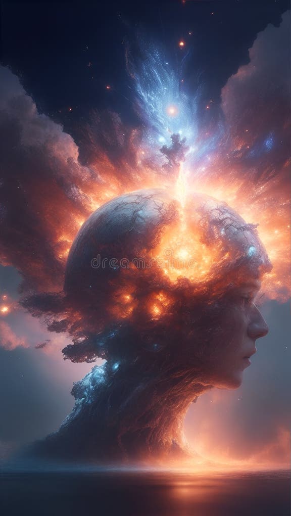 Creativity Concept with a Brain Exploding in Colors. Mind Blown Concept ...