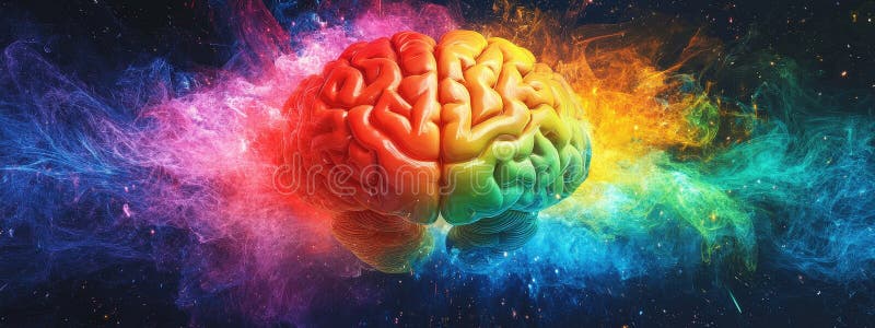 Creativity Concept with a Brain Exploding in Colors. Mind Blown Concept ...