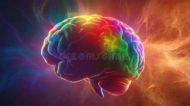 Creativity Concept with a Brain Exploding in Colors. Mind Blown Concept ...