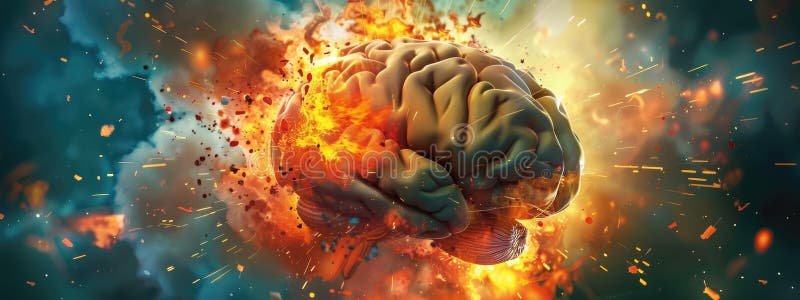 Creativity Concept with a Brain Exploding in Colors. Mind Blown Concept ...