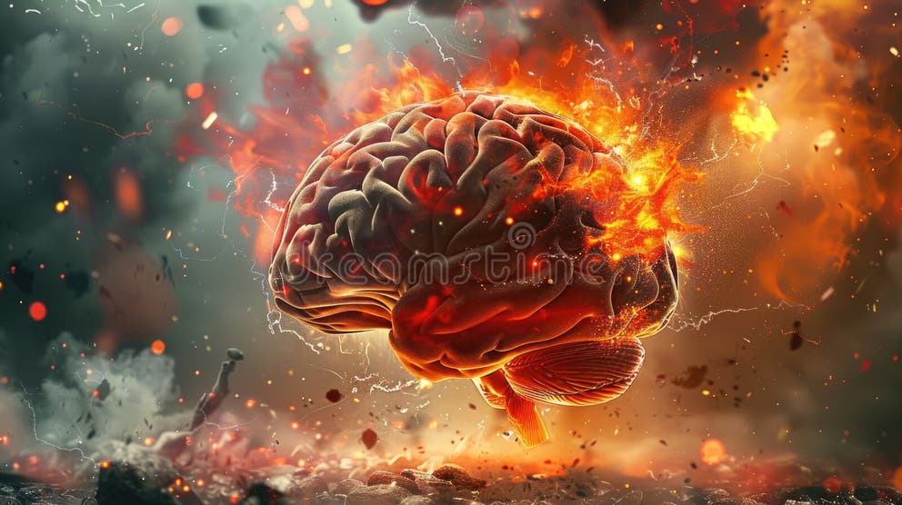 Creativity Concept with a Brain Exploding in Colors. Mind Blown Concept ...