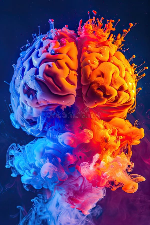 Creativity Concept with a Brain Exploding in Colors. Mind Blown Concept ...