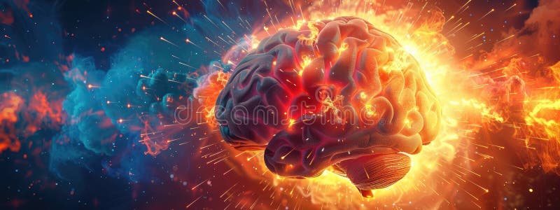 Creativity Concept with a Brain Exploding in Colors. Mind Blown Concept ...