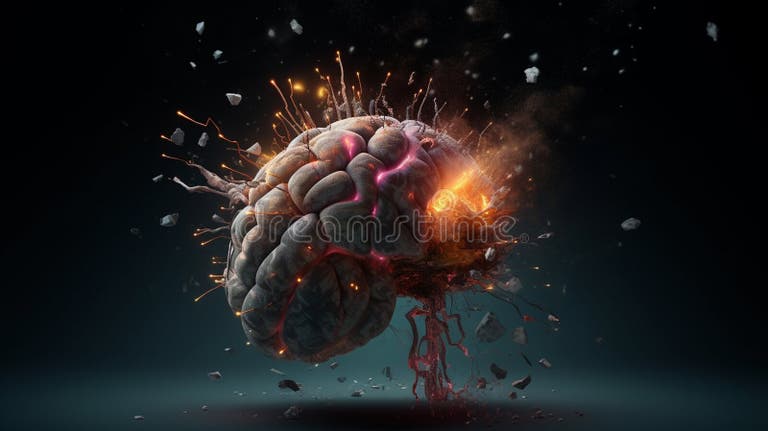 Creativity Concept with a Brain Exploding in Colors. Mind Blown Concept ...