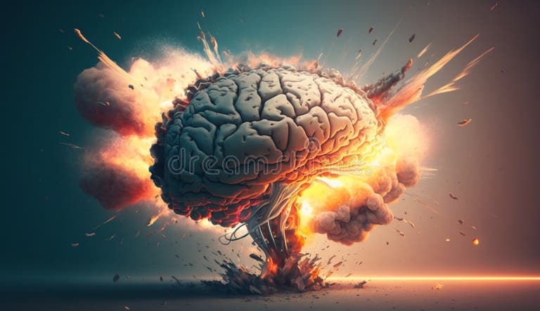 Creativity Concept with a Brain Exploding in Colors. Mind Blown Concept ...