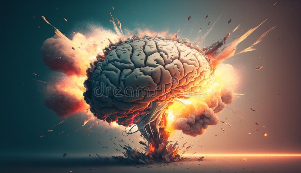 Creativity Concept with a Brain Exploding in Colors. Mind Blown Concept ...