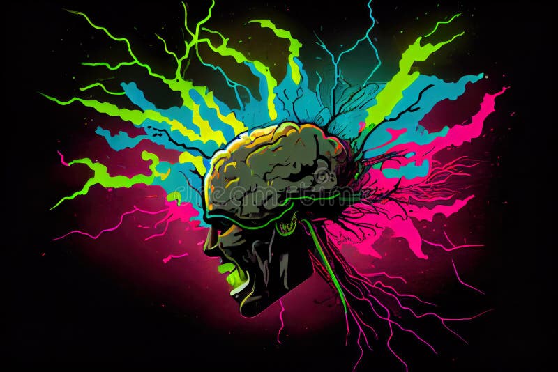 Creativity Concept with a Brain Exploding with Ideas Stock Illustration ...