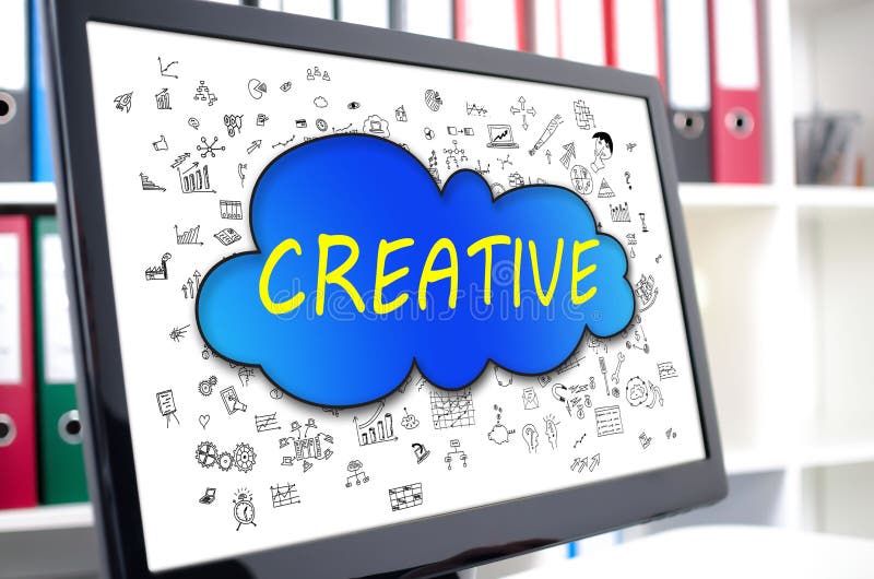 Creativity Concept on a Computer Screen Stock Image - Image of symbol ...