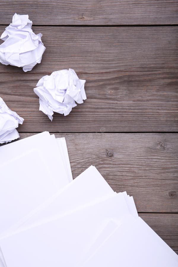 Creativity Concept, Crumpled Paper and Blank Sheet, Flat Lay Stock ...