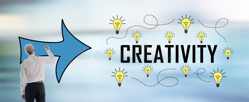 Creativity Concept Drawn by a Man Stock Illustration - Illustration of ...