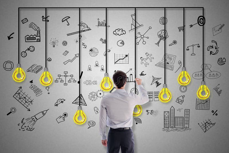 Creativity Concept Drawn by a Man Stock Photo - Image of concept, wall ...