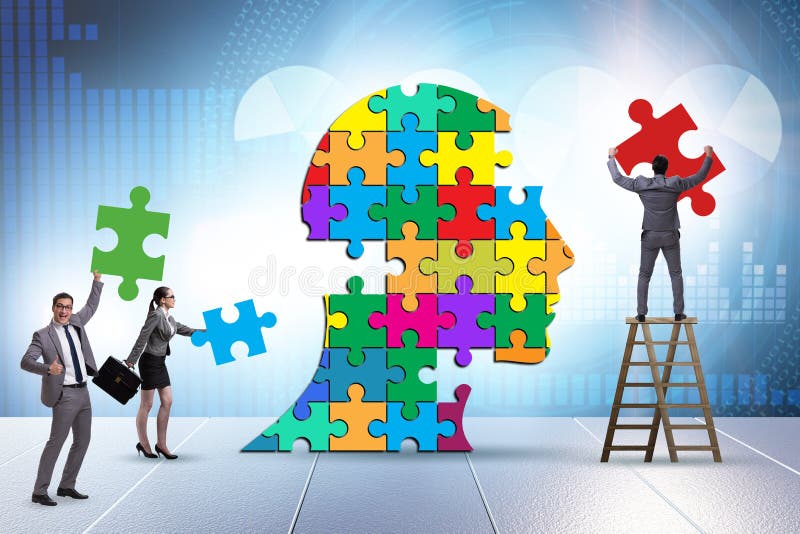 Creativity Concept with Head Made of Jigsaw Pieces Stock Image - Image ...