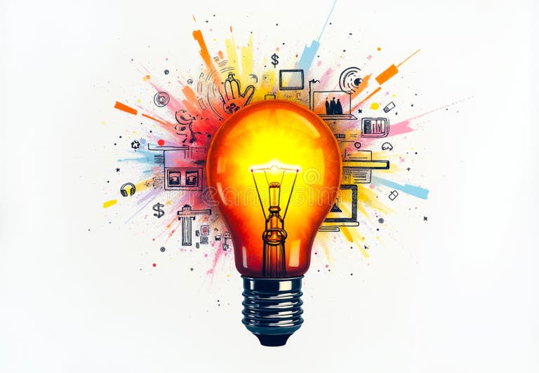 Creativity Concept Illustration - Light Bulb with Burst of Innovative ... Creativity Concept Illustration - Light Bulb with Burst of Innovative ...