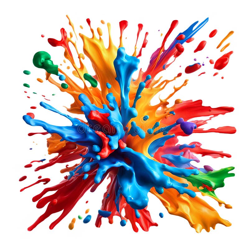Creativity Concept, Multicolor Paint Splash Isolated on White Stock ...