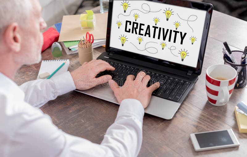 Creativity Concept on a Laptop Screen Stock Image - Image of symbol ...