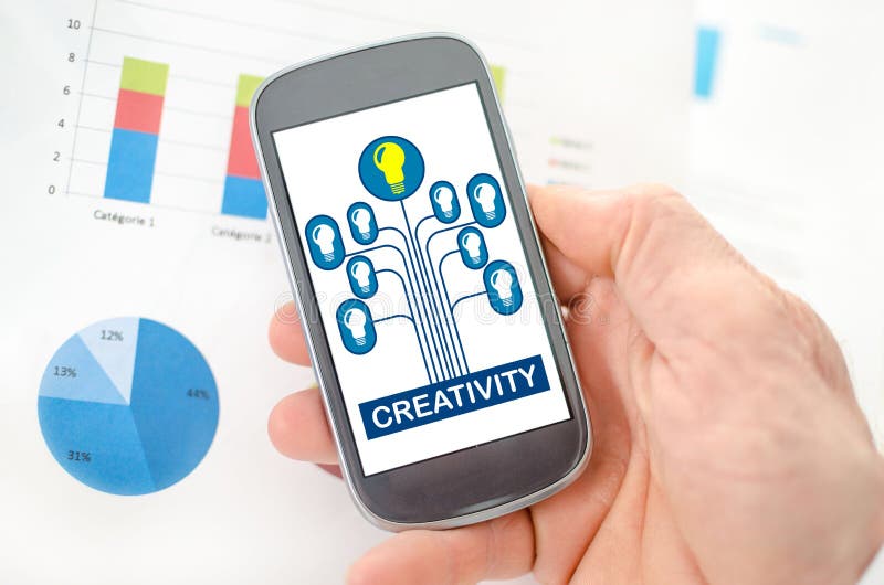 Creativity Concept on a Smartphone Stock Illustration - Illustration of ...