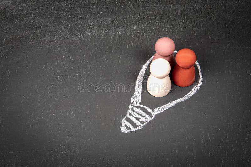 Creativity Concept. Wooden Human Figures on a Chalkboard Background ...