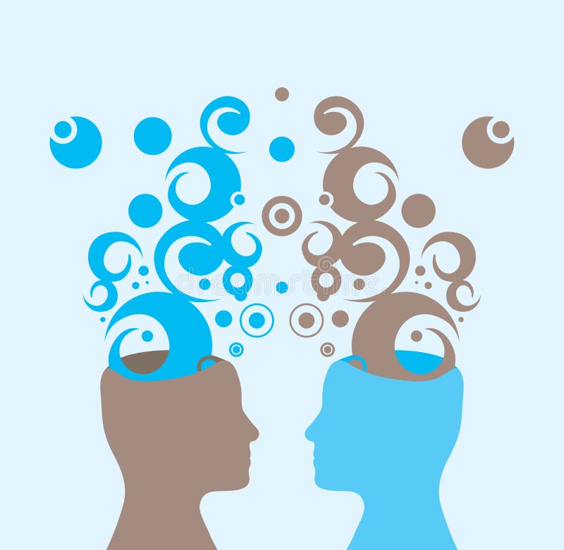 Two Heads Exchanging Thoughts Stock Vector - Illustration of brain ...