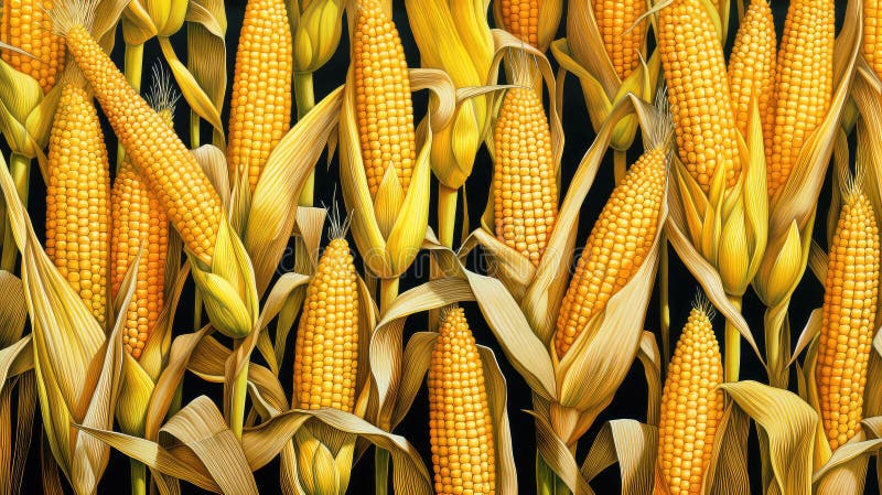 Creativity corn drawing stock illustration. Illustration of contour ...