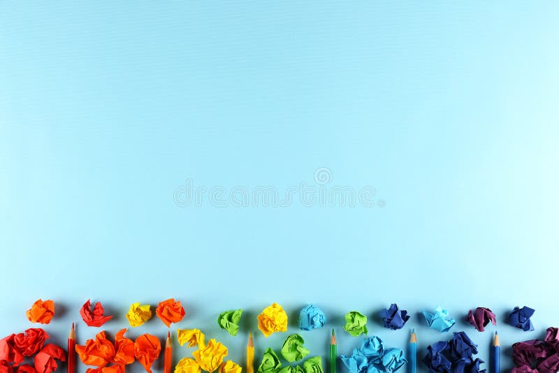 Creativity Flow Concept. Blue Paper Background Stock Photo - Image of ...
