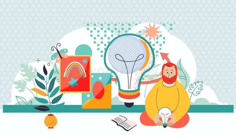 Creativity, Genius, New Idea Concept. Man Holding Lightbulb, Thinking ...