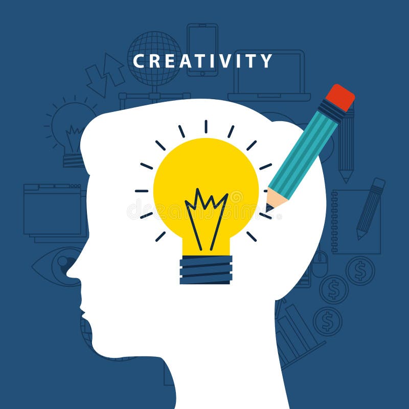 Creativity Icon and Human Head Design. Vector Graphic Stock ...