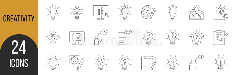 Creativity Icon Set.Containing Inspiration, Imagination, Design, Idea ...
